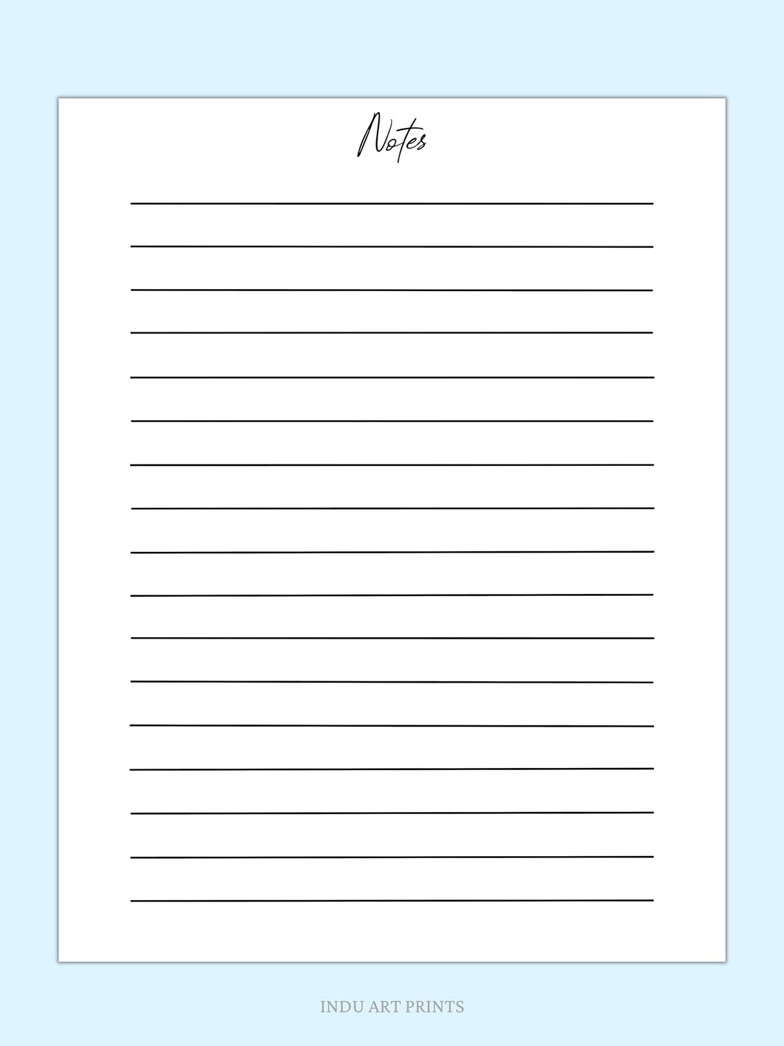 Minimalist Lined Notes Page Printable, Note Template, Journal Writing ...