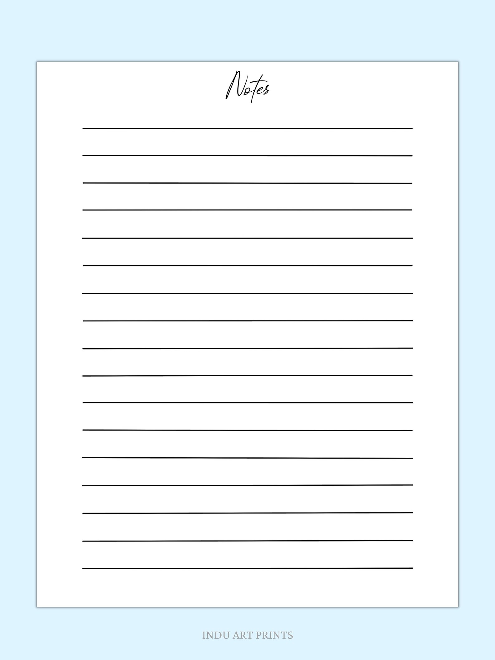 Minimalist Lined Notes Page Printable, Note Template, Journal Writing ...