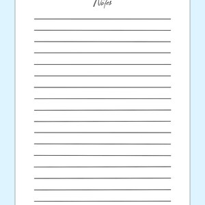 Minimalist Lined Notes Page Printable, Note Template, Journal Writing ...