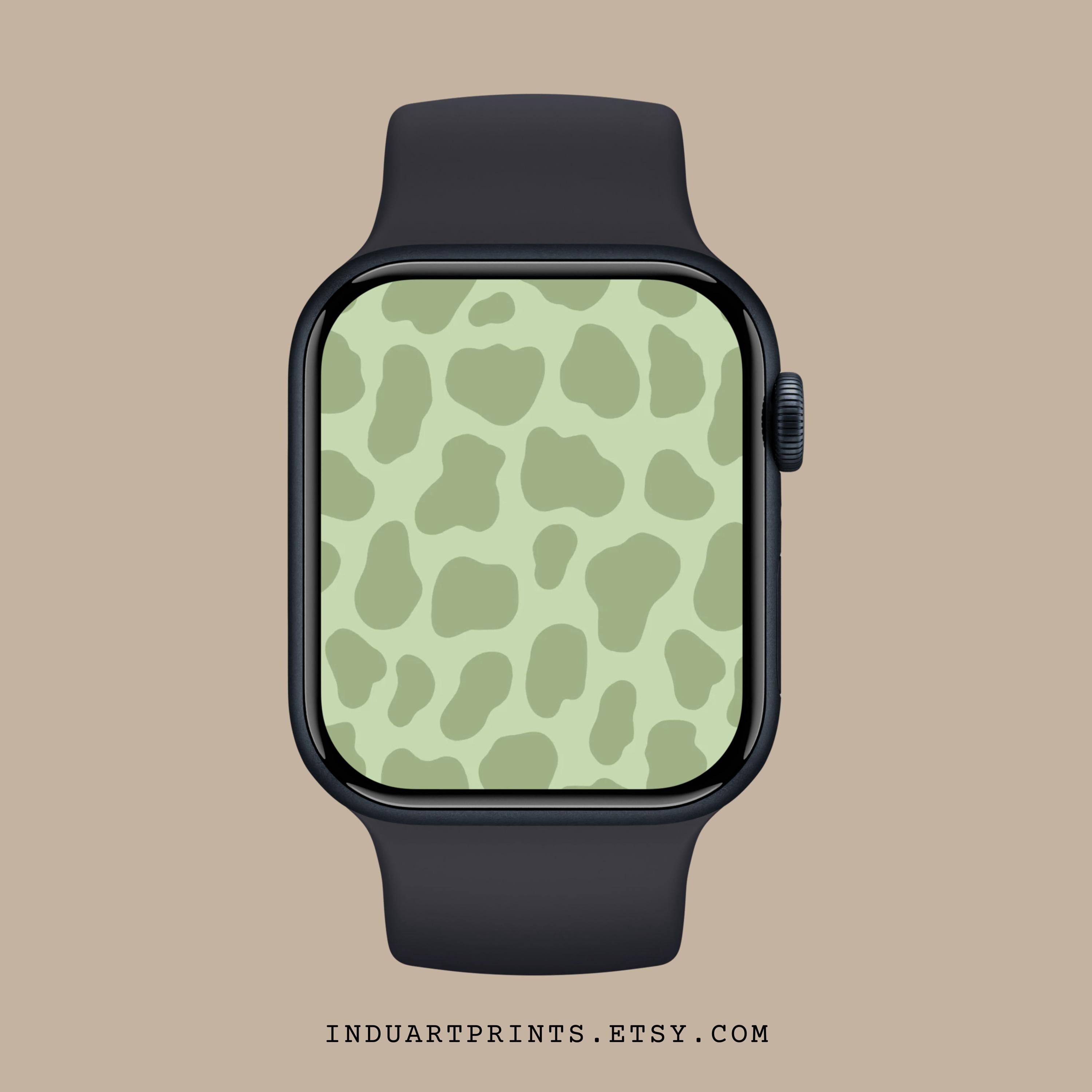 Green Cow Print Smartwatch Wallpaper, Abstract Apple Watch Background ...
