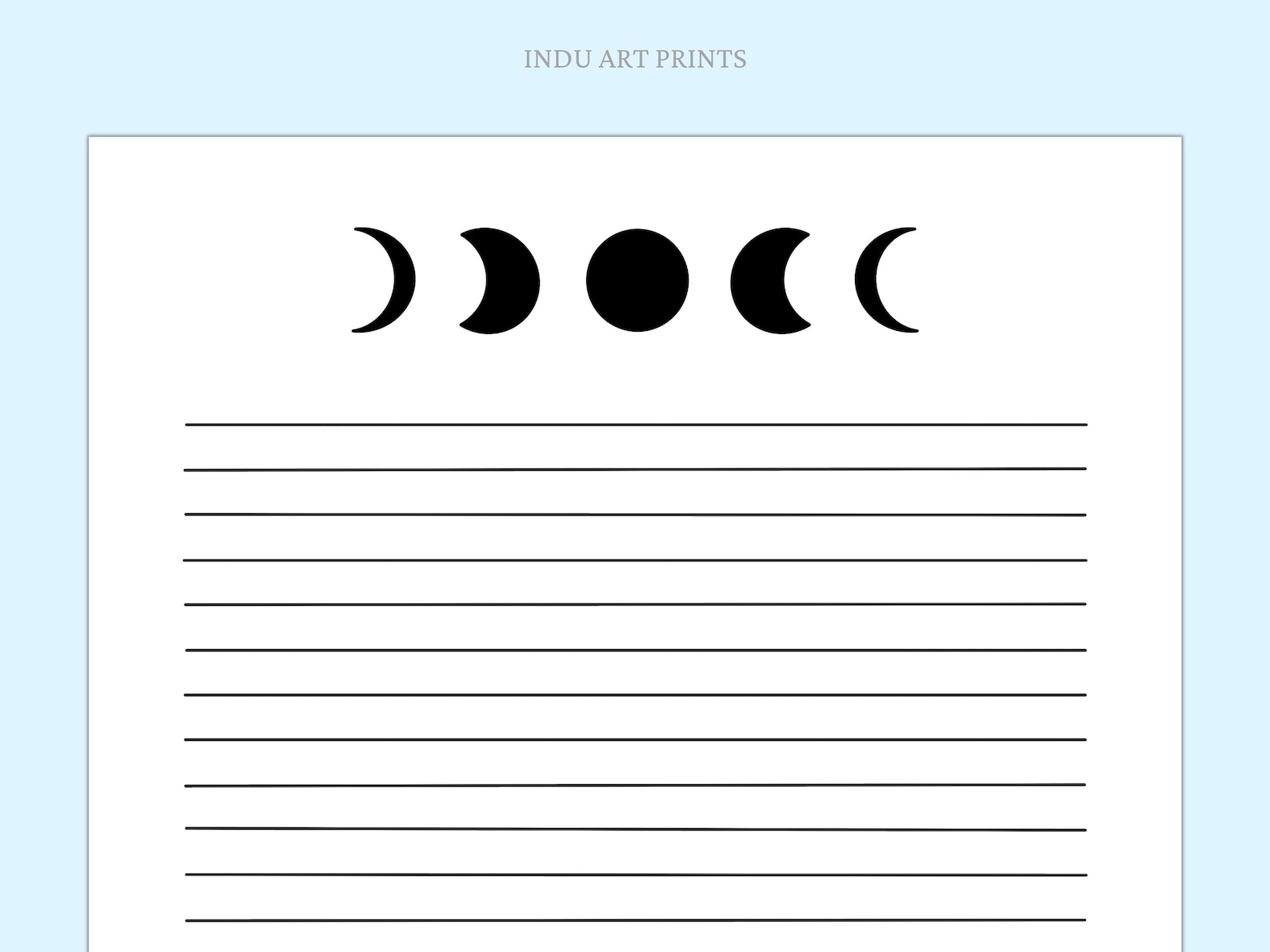 Moon Phases Printable Stationery, Letter Writing Papers, Minimal ...