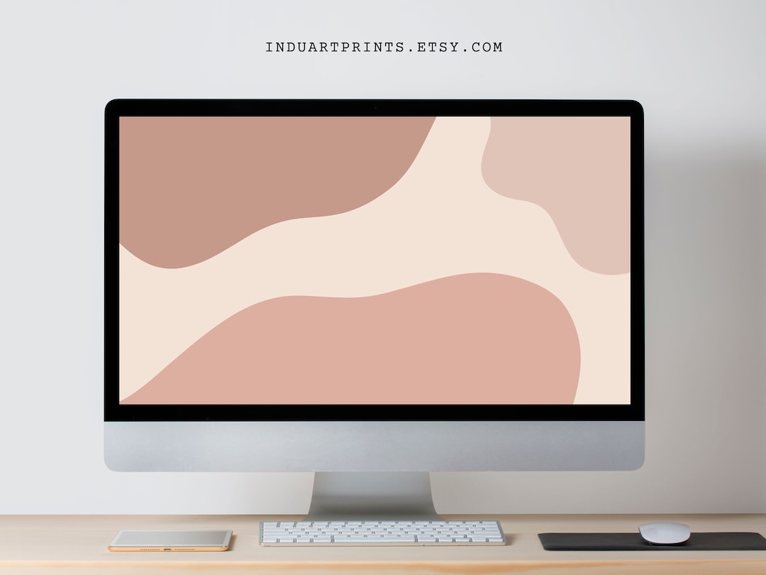 Neutral Aesthetic Desktop Wallpaper, Warm Pink Tones Background, Boho ...