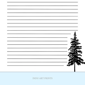 Pine Tree Letter Writing Paper, Printable Stationery Sheet, Notebook ...