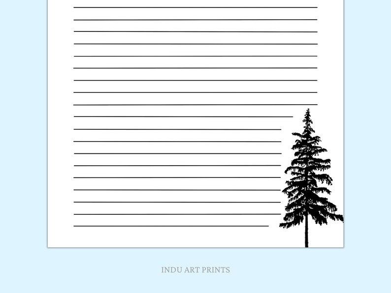 Pine Tree Letter Writing Paper Printable Stationery Sheet - Etsy