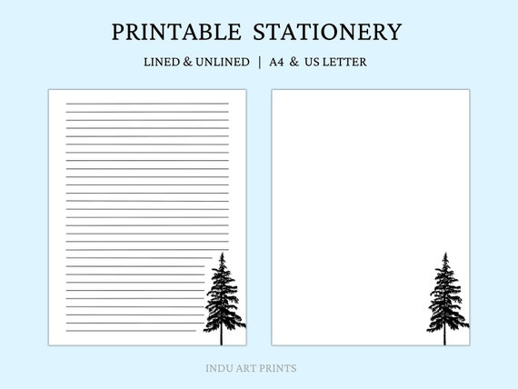 Pine Tree Letter Writing Paper Printable Stationery Sheet - Etsy