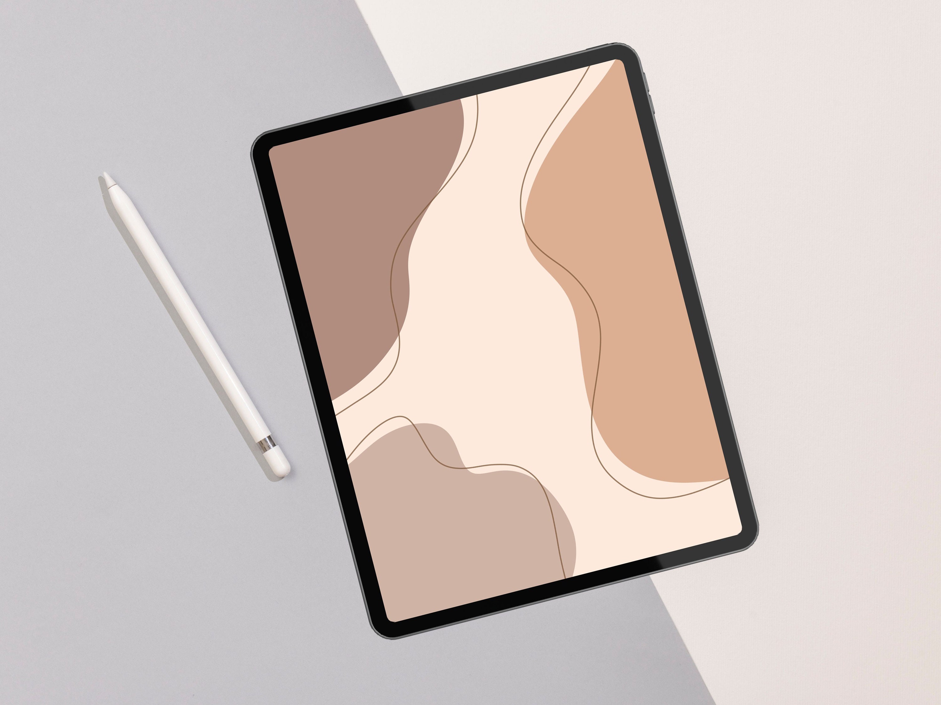Abstract Boho iPad Wallpaper, Warm Neutral Tablet Background, Aesthetic ...