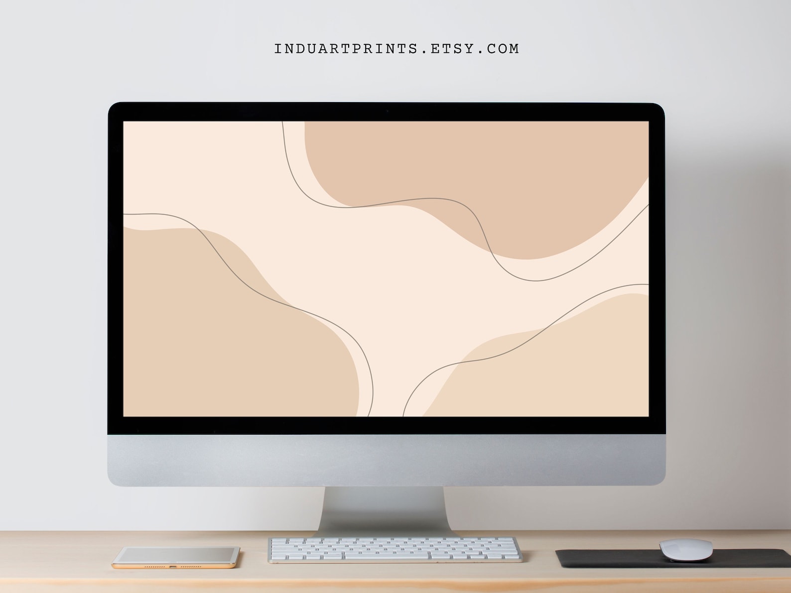 Aesthetic Desktop Wallpaper, Warm Neutral Boho Background, Minimalist ...