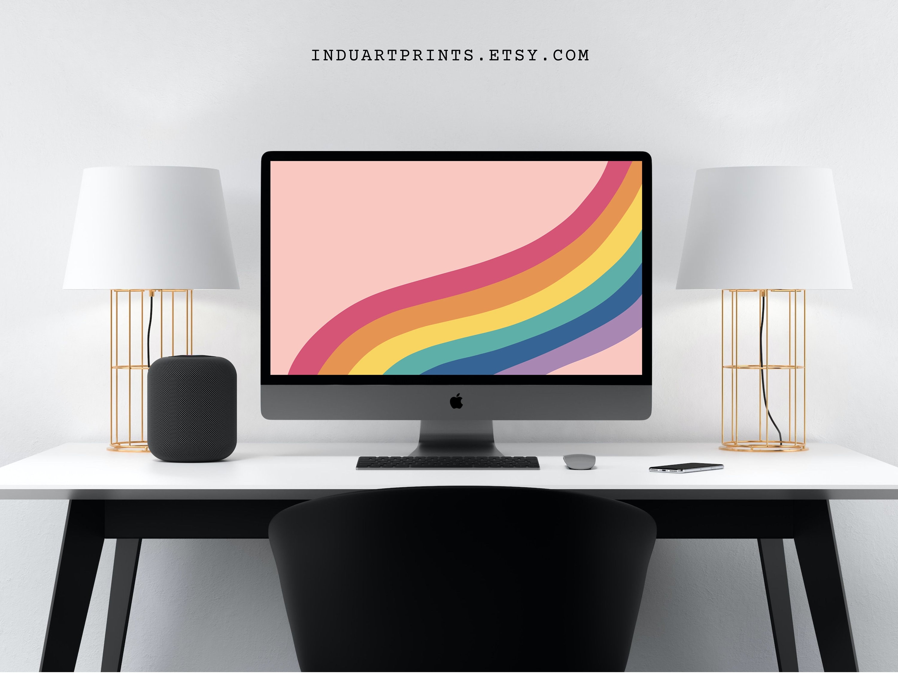 Rainbow Desktop Wallpaper, Modern Minimal Imac Backgrounds, Unique ...