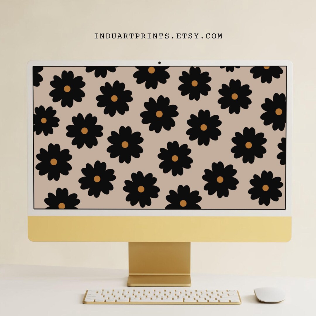 Black Daisy Desktop Wallpaper, Aesthetic Imac Background, Modern ...