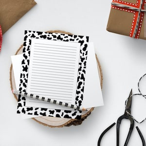 Black and White Cow Print Stationery Paper, Letter Writing Printable ...