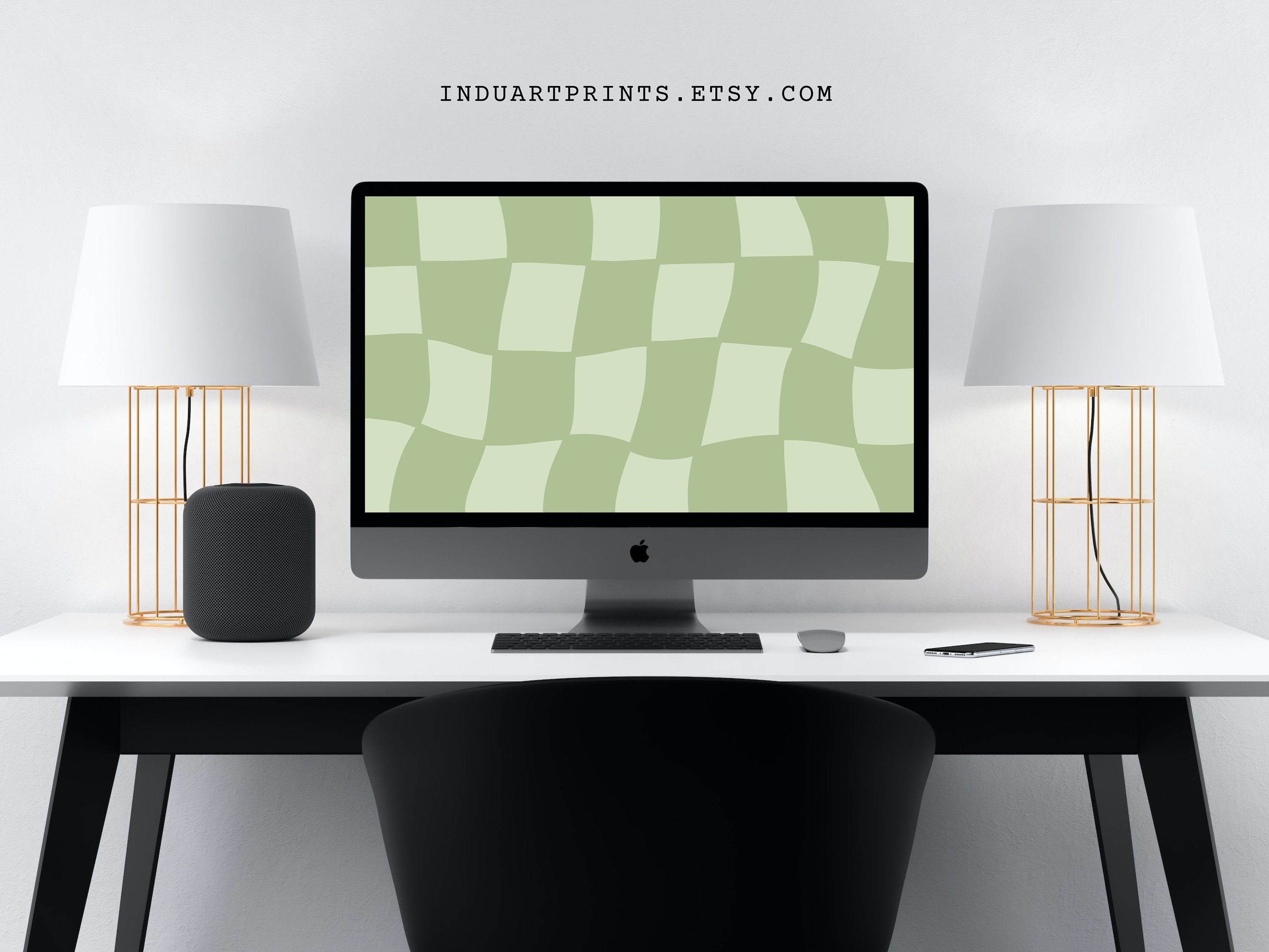 Green Checkered Desktop Wallpaper, Geometric Pattern Background, Modern ...