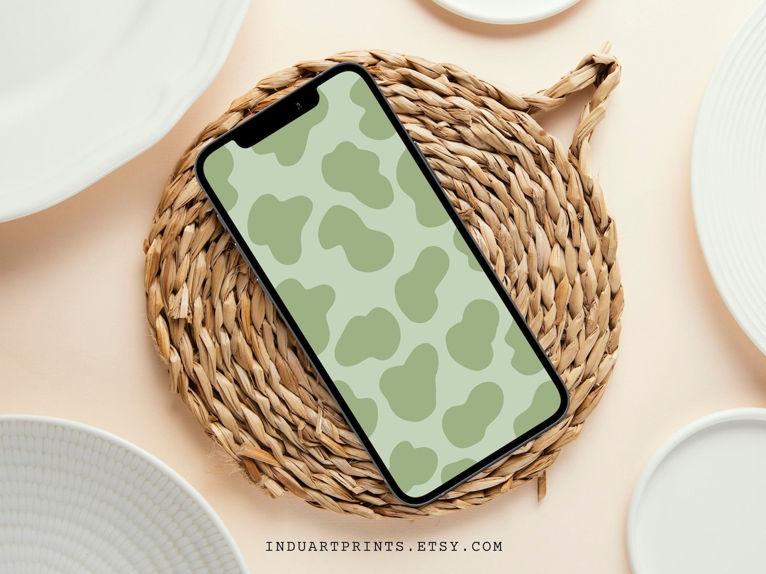 Green Cow Print Phone Wallpaper Cute Iphone Background - Etsy