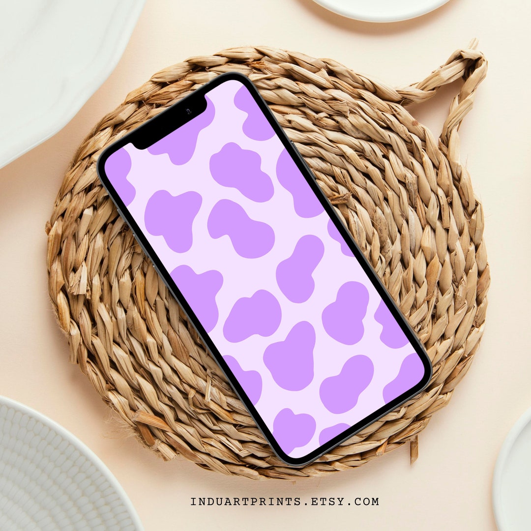 Purple Cow Print Phone Wallpaper, Cute iPhone Background, Abstract ...