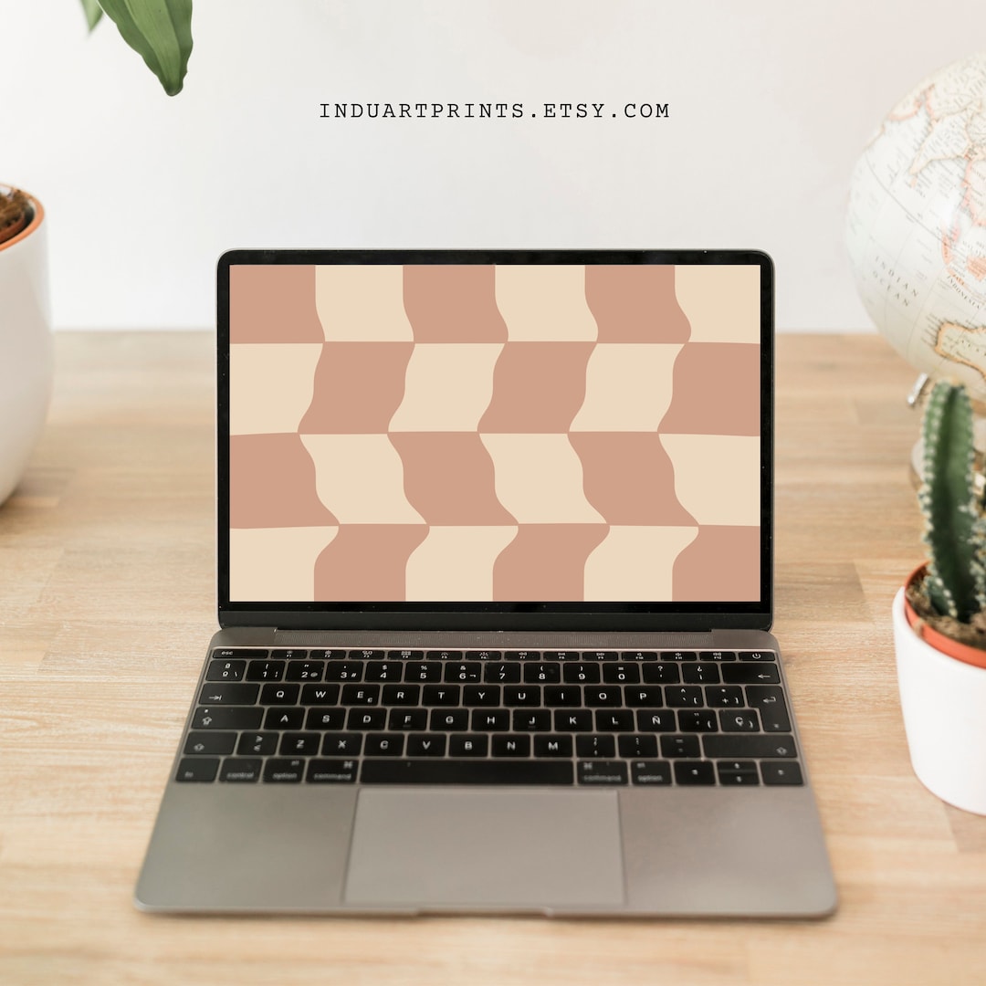 Checkered Laptop Wallpaper, Neutral MacBook Backgrounds, Modern ...