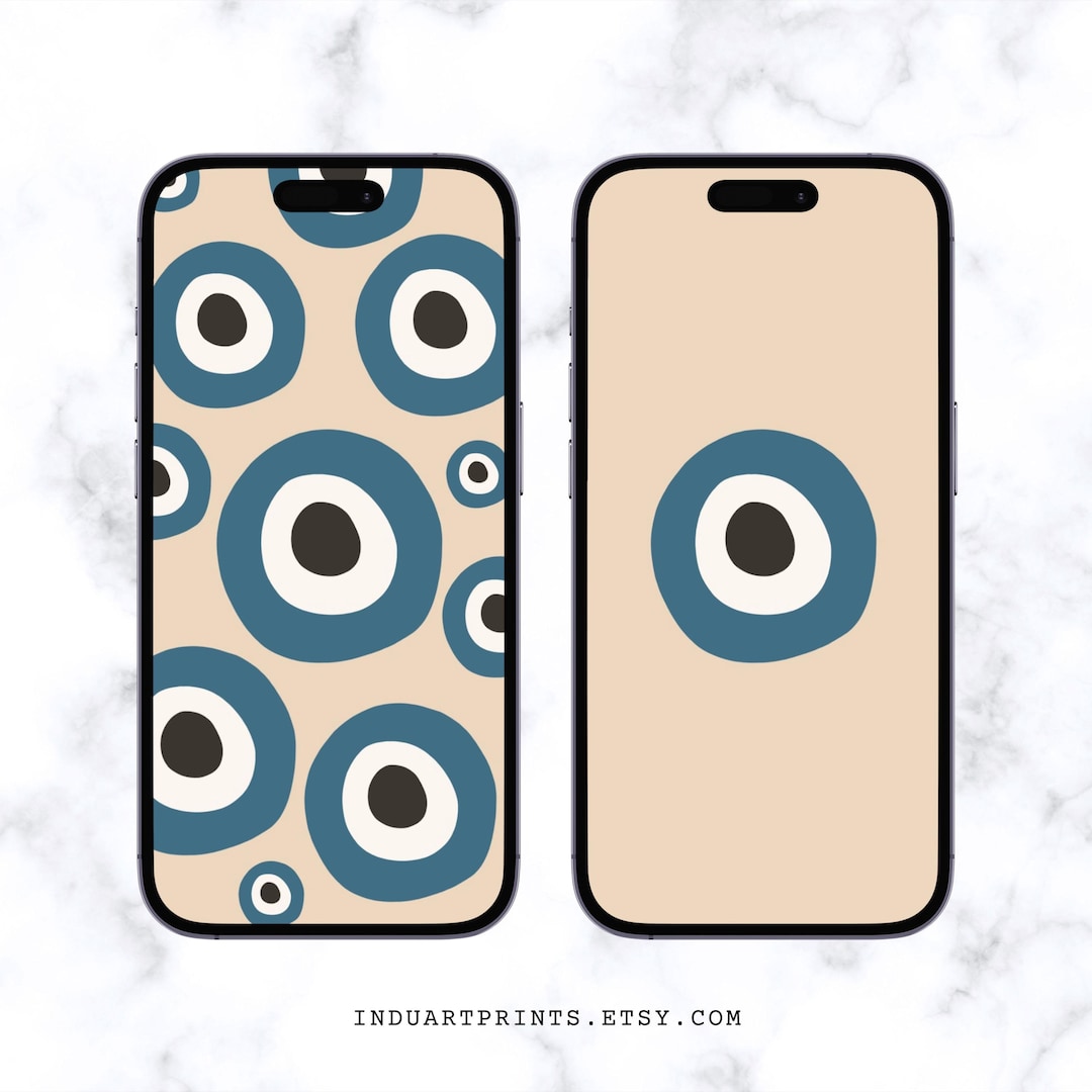 Evil Eye Phone Wallpaper, Set of 2 iPhone Backgrounds, Boho Aesthetic ...