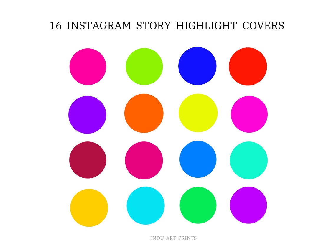16 Instagram Highlight Covers, Solid Neon Colors, Bright Tones ...