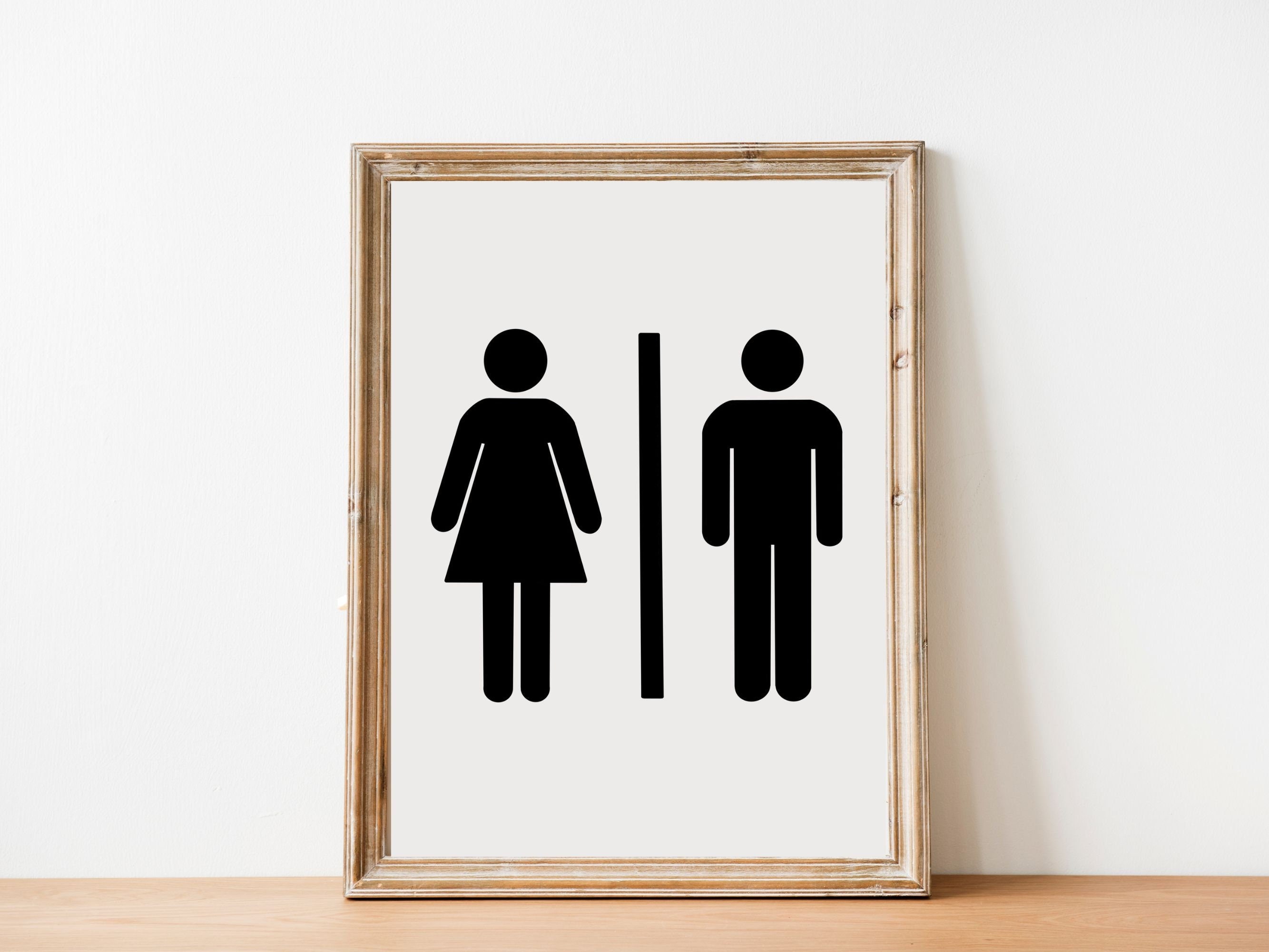 Restroom Sign Printable, Bathroom Wall Art Decor, Black and White, Men ...