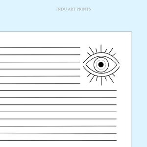 Evil Eye Printable Writing Paper, Letter Writing Stationery, Minimalist ...