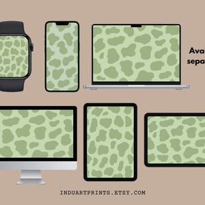 Green Cow Print Laptop Wallpaper, Cute MacBook Background, Abstract ...