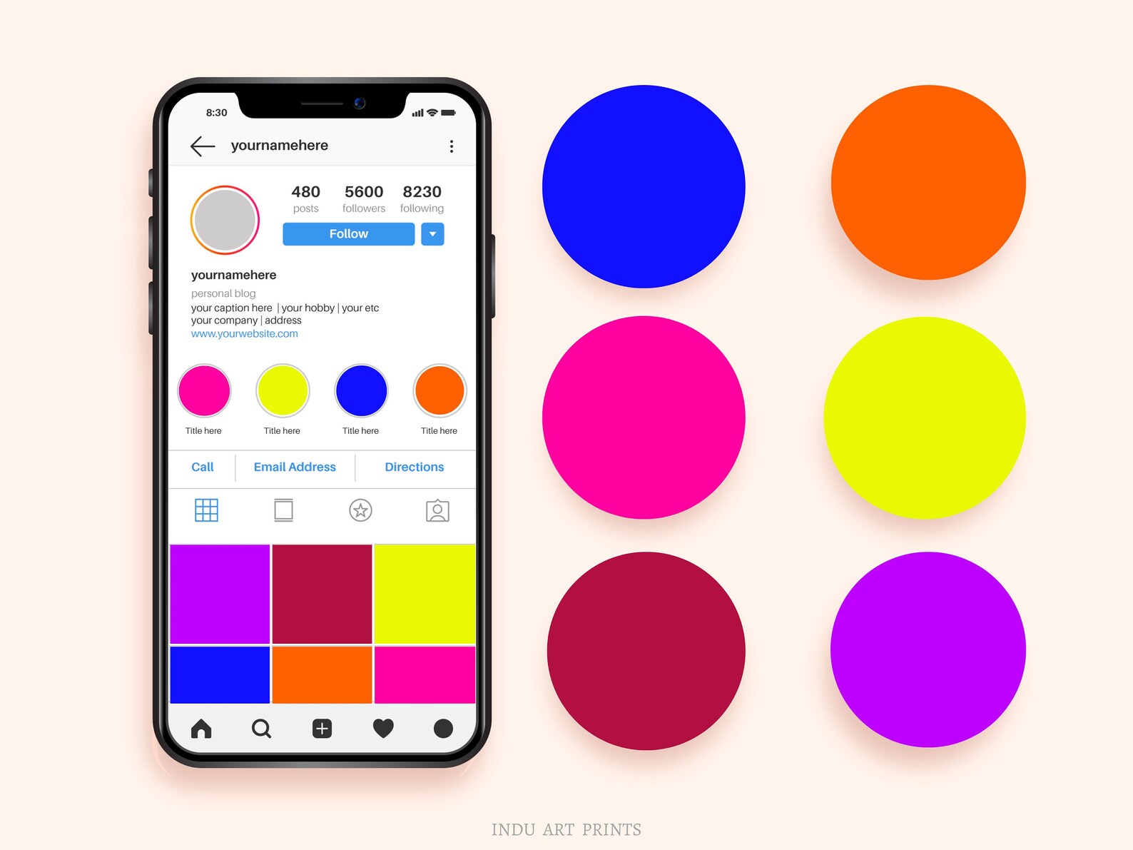16 Instagram Highlight Covers, Solid Neon Colors, Bright Tones ...