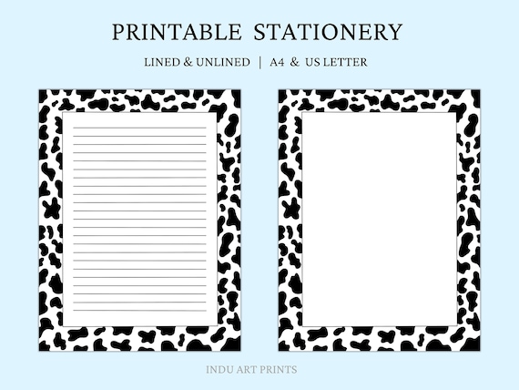 Black and White Cow Print Stationery Paper Letter Writing - Etsy