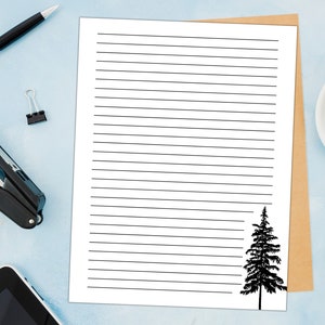Pine Tree Letter Writing Paper Printable Stationery Sheet - Etsy