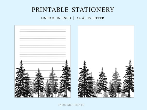 Pine Trees Printable Stationery Paper Forest Nature Letter - Etsy
