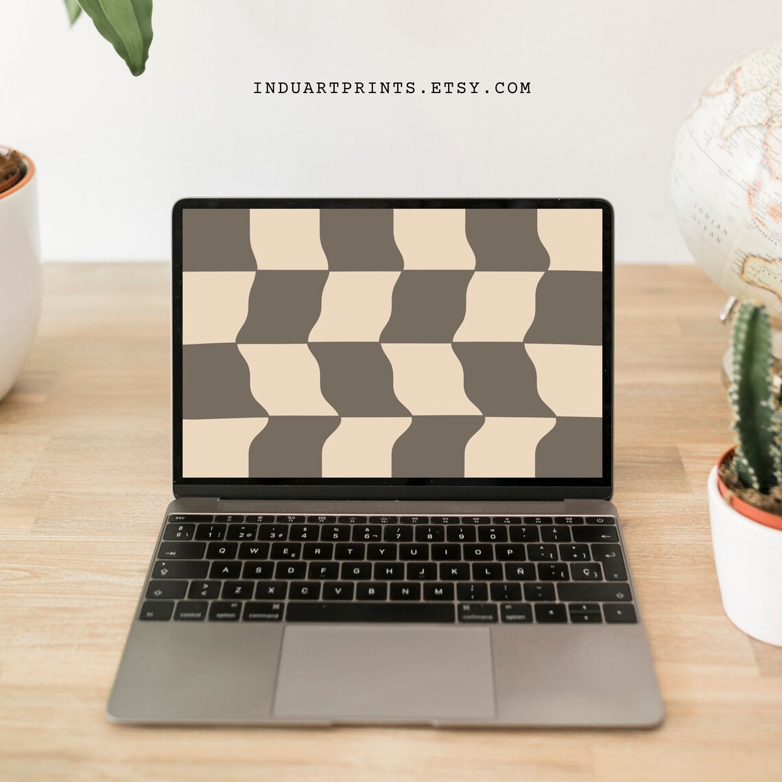 Checkered Laptop Wallpaper Neutral MacBook Background Modern - Etsy