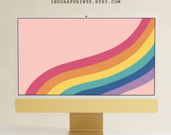 Rainbow Desktop Wallpaper, Modern Minimal Imac Backgrounds, Unique ...
