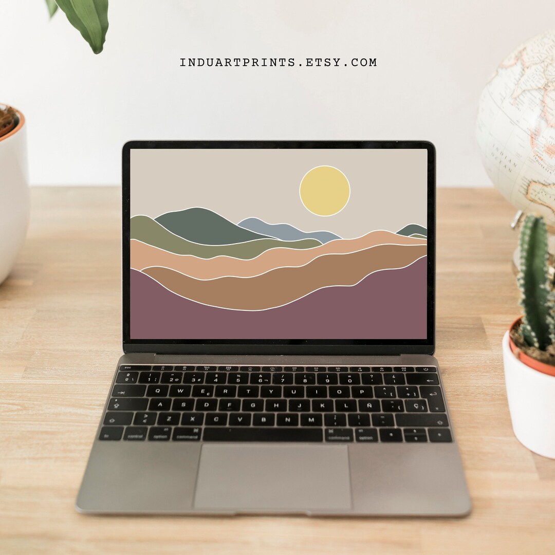 Aesthetic Landscape Laptop Wallpaper, Neutral Boho MacBook Background ...