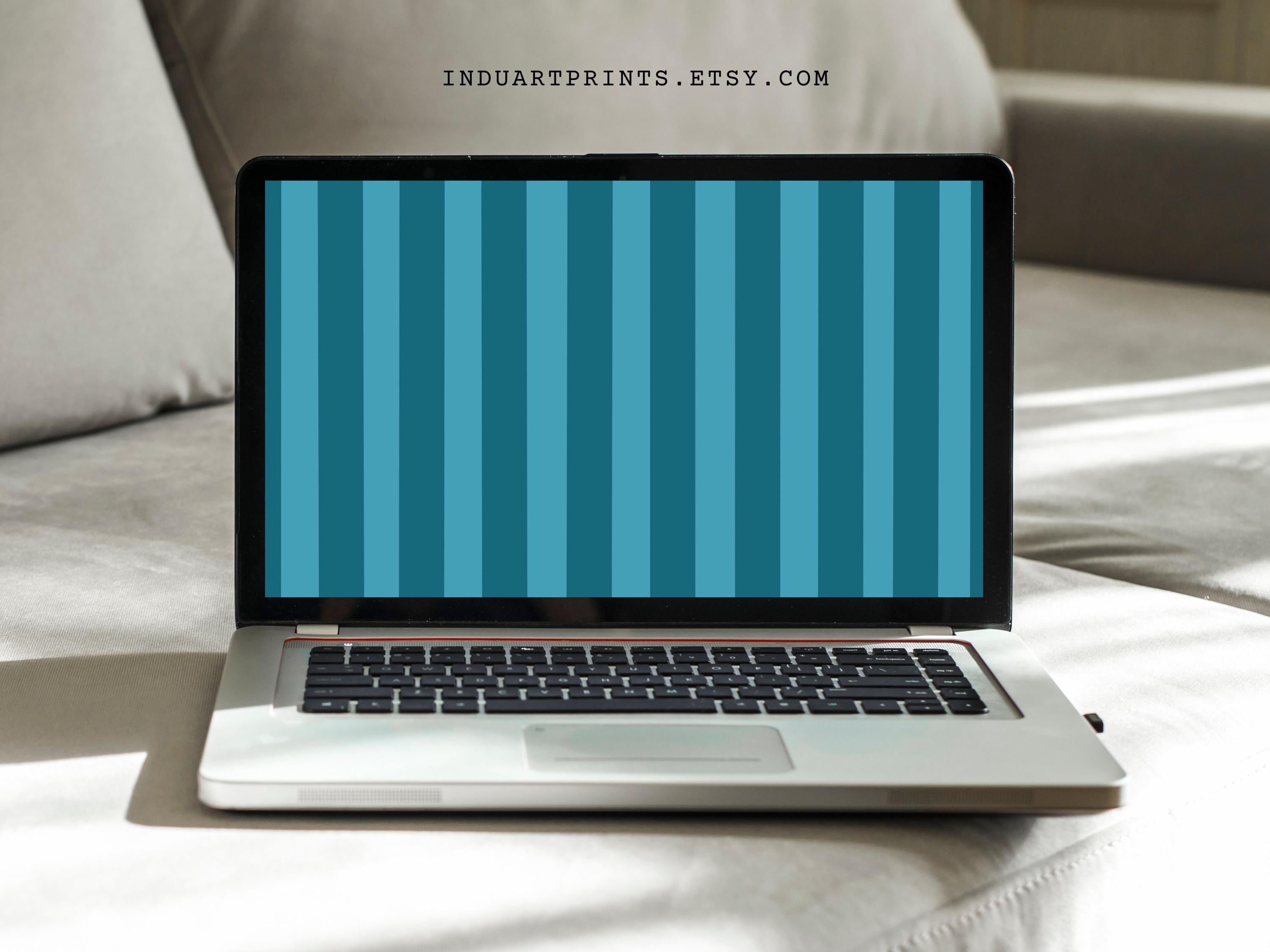 Blue Striped Pattern Laptop Wallpaper, Minimalist MacBook Background ...