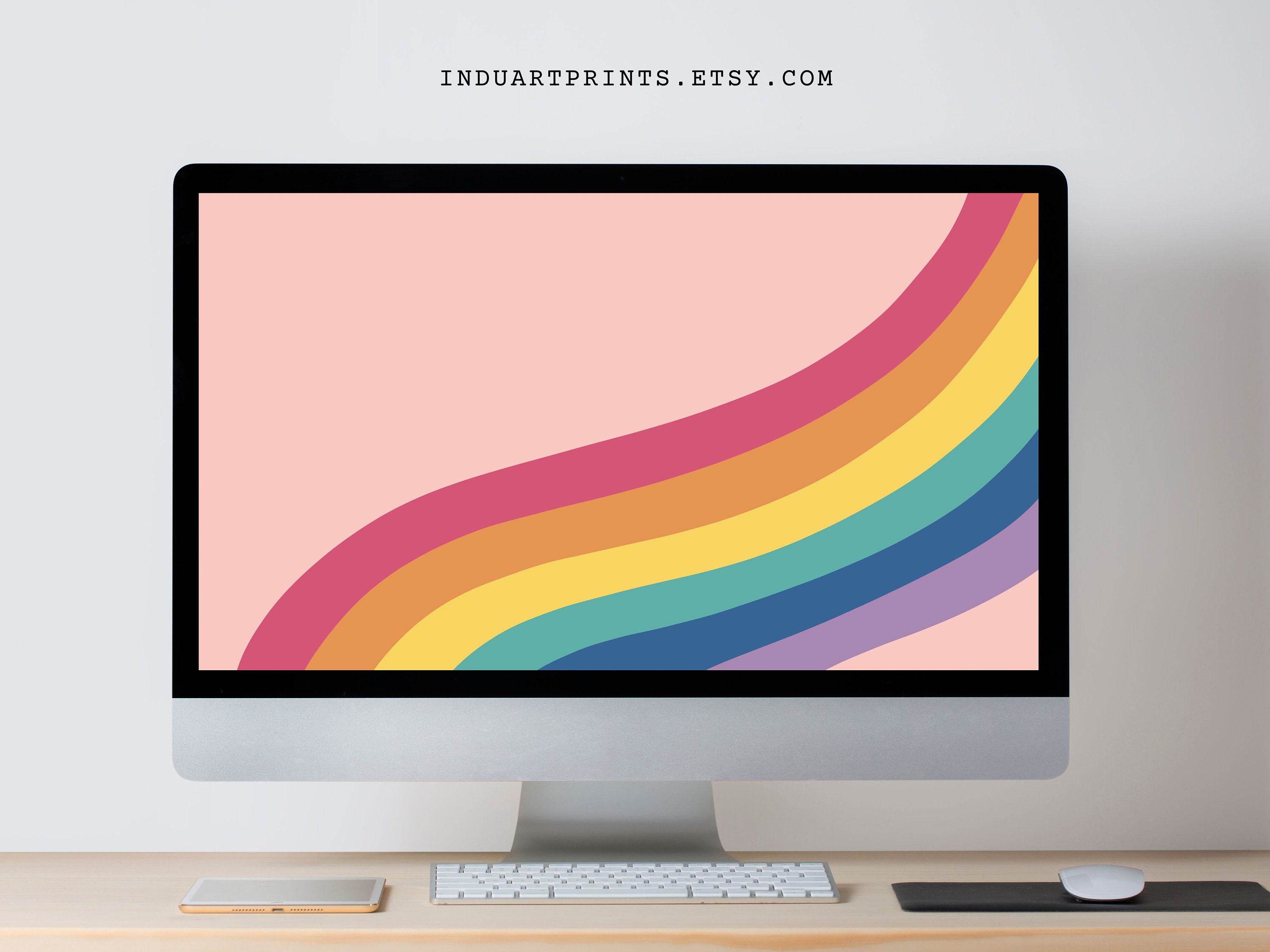Rainbow Desktop Wallpaper, Modern Minimal Imac Backgrounds, Unique ...