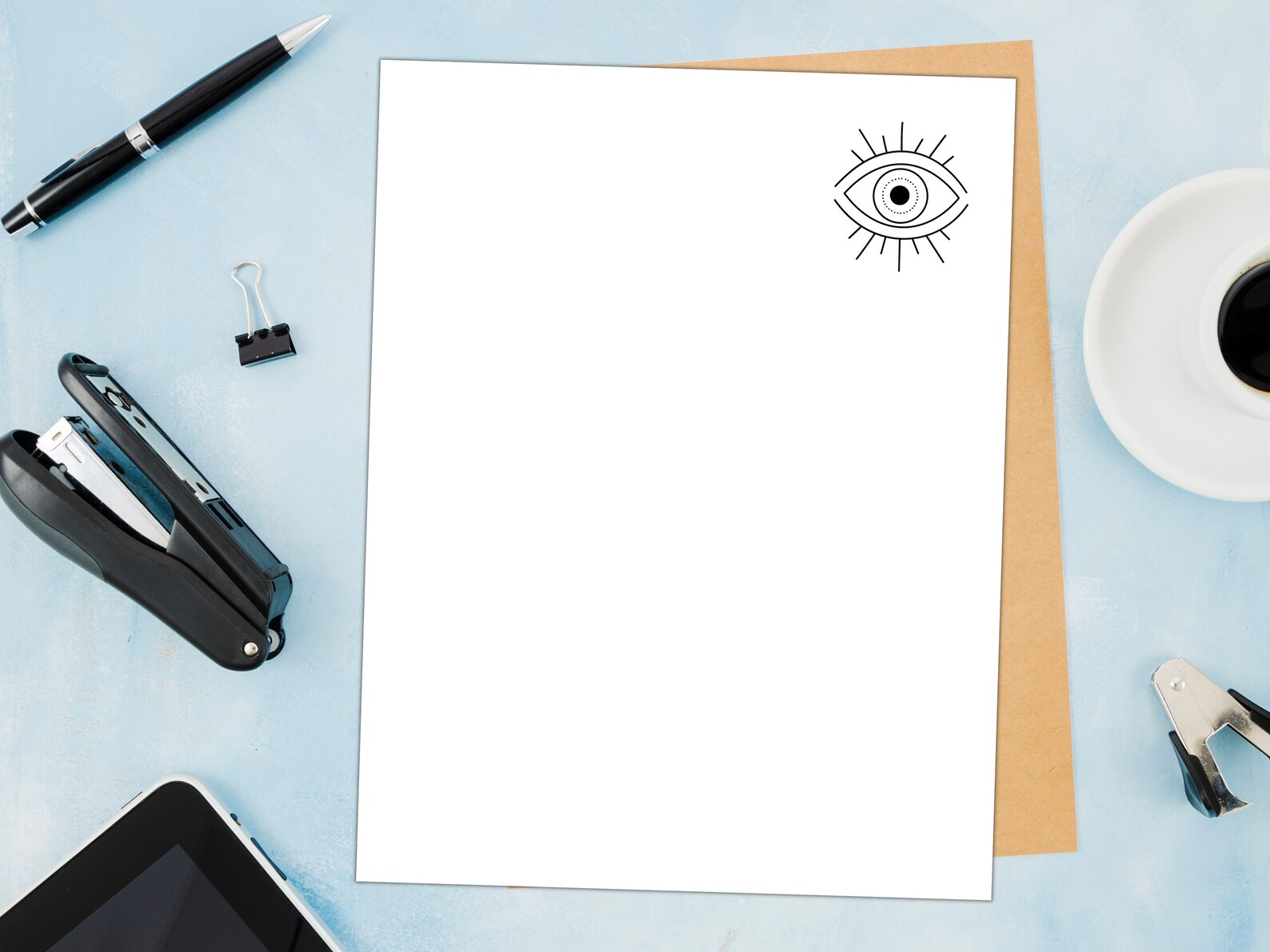 Evil Eye Printable Writing Paper, Letter Writing Stationery, Minimalist ...