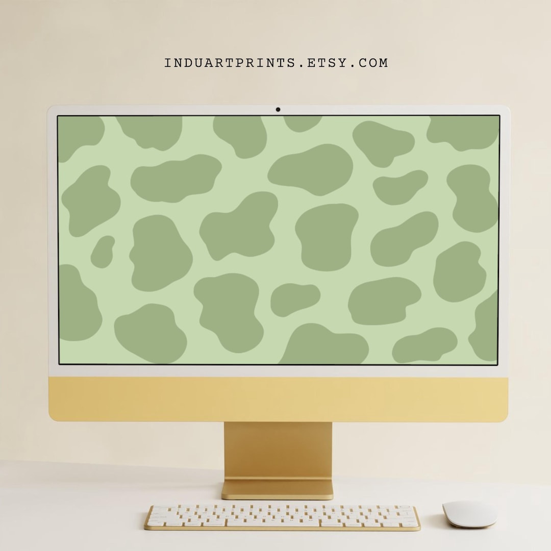 Green Cow Print Desktop Wallpaper, Minimal Aesthetic Abstract ...