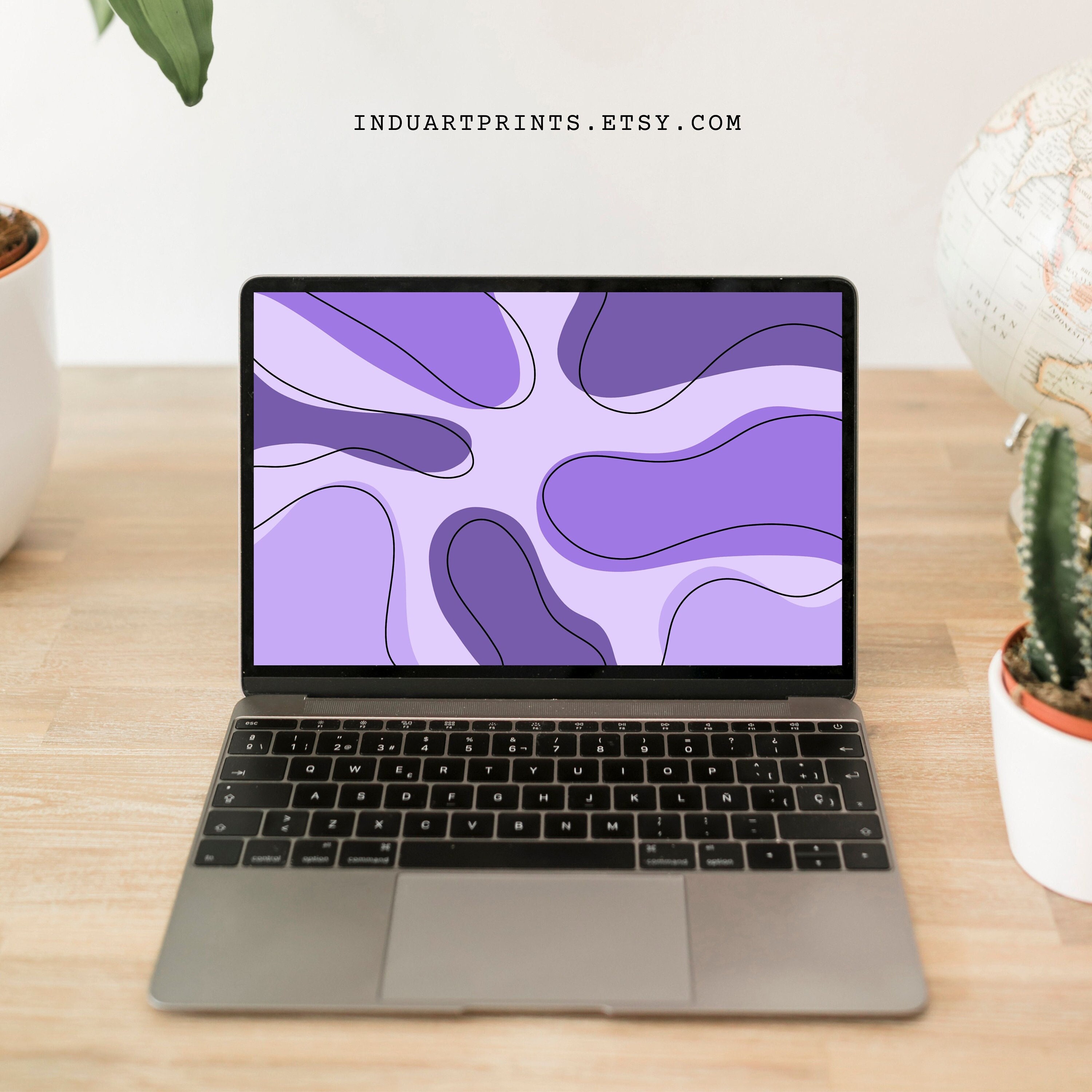 Abstract Purple MacBook Background, Modern Aesthetic Laptop Wallpaper ...