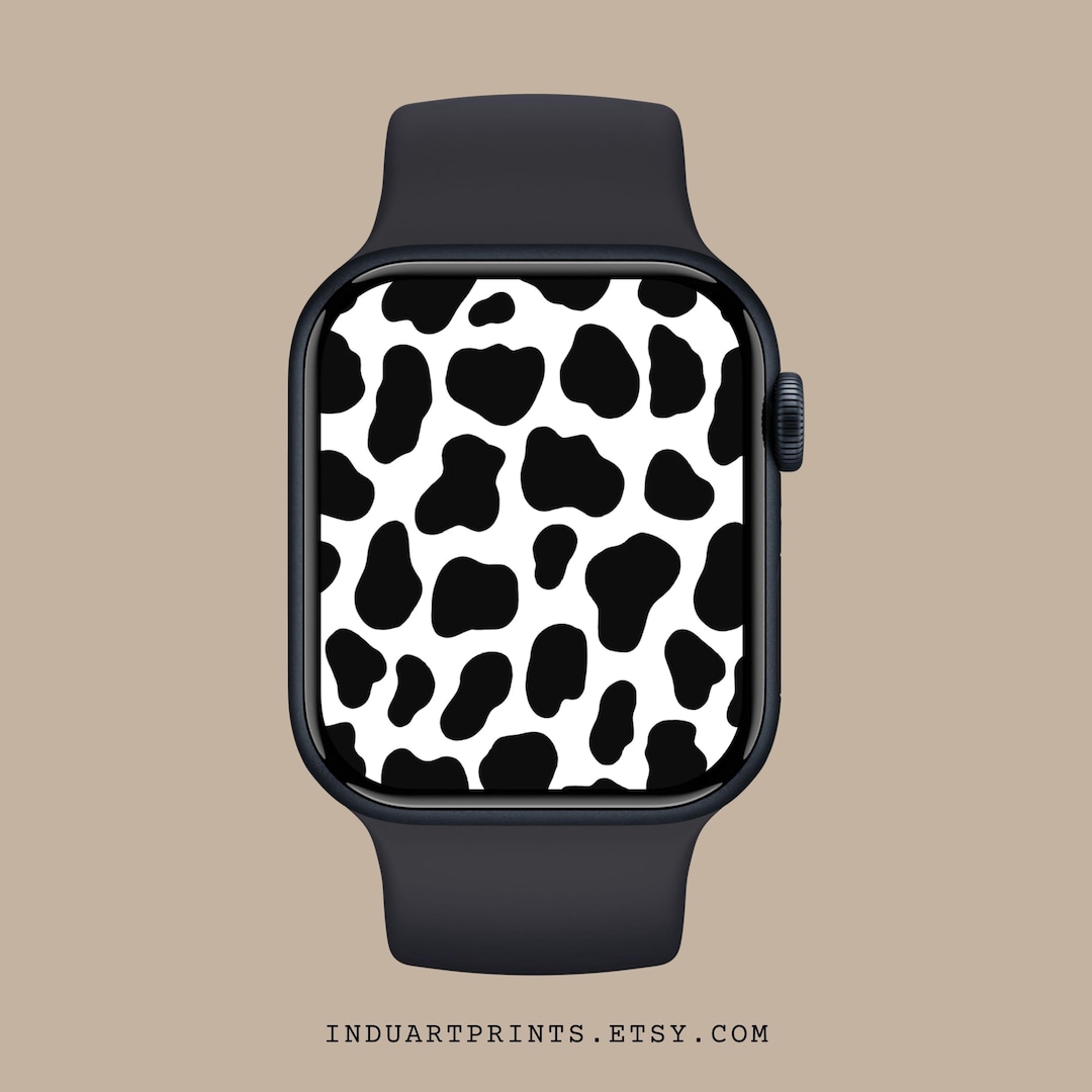Black and White Cow Print Smartwatch Wallpaper, Abstract Apple Watch ...