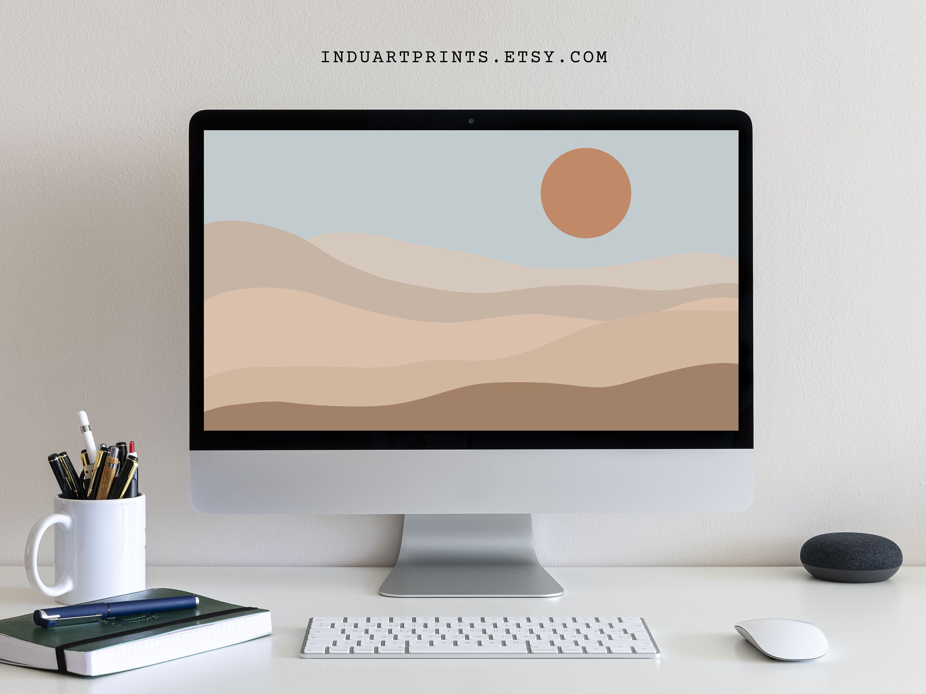 Boho Landscape Desktop Wallpaper Neutral Aesthetic Desert - Etsy