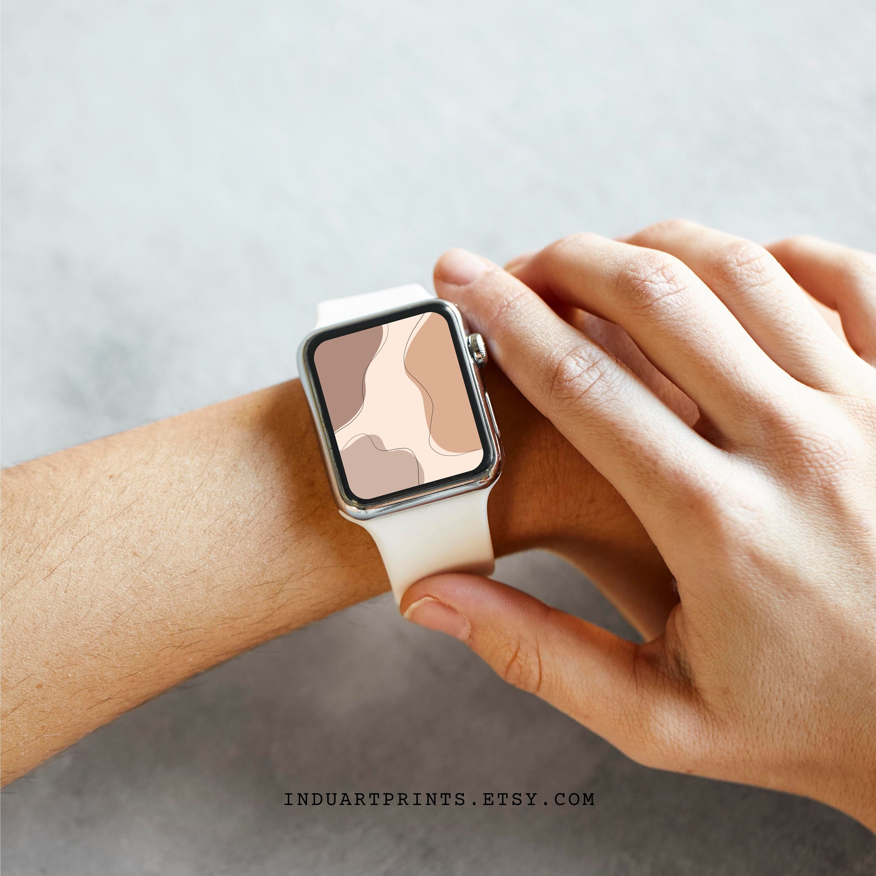 Neutral Aesthetic Smartwatch Wallpaper, Abstract Apple Watch Background ...