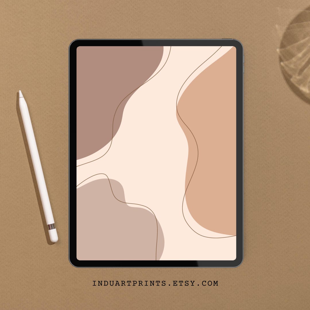 Abstract Boho iPad Wallpaper, Warm Neutral Tablet Background, Aesthetic ...