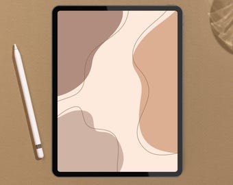 Abstract Boho iPad Wallpaper, Warm Neutral Tablet Background, Aesthetic ...