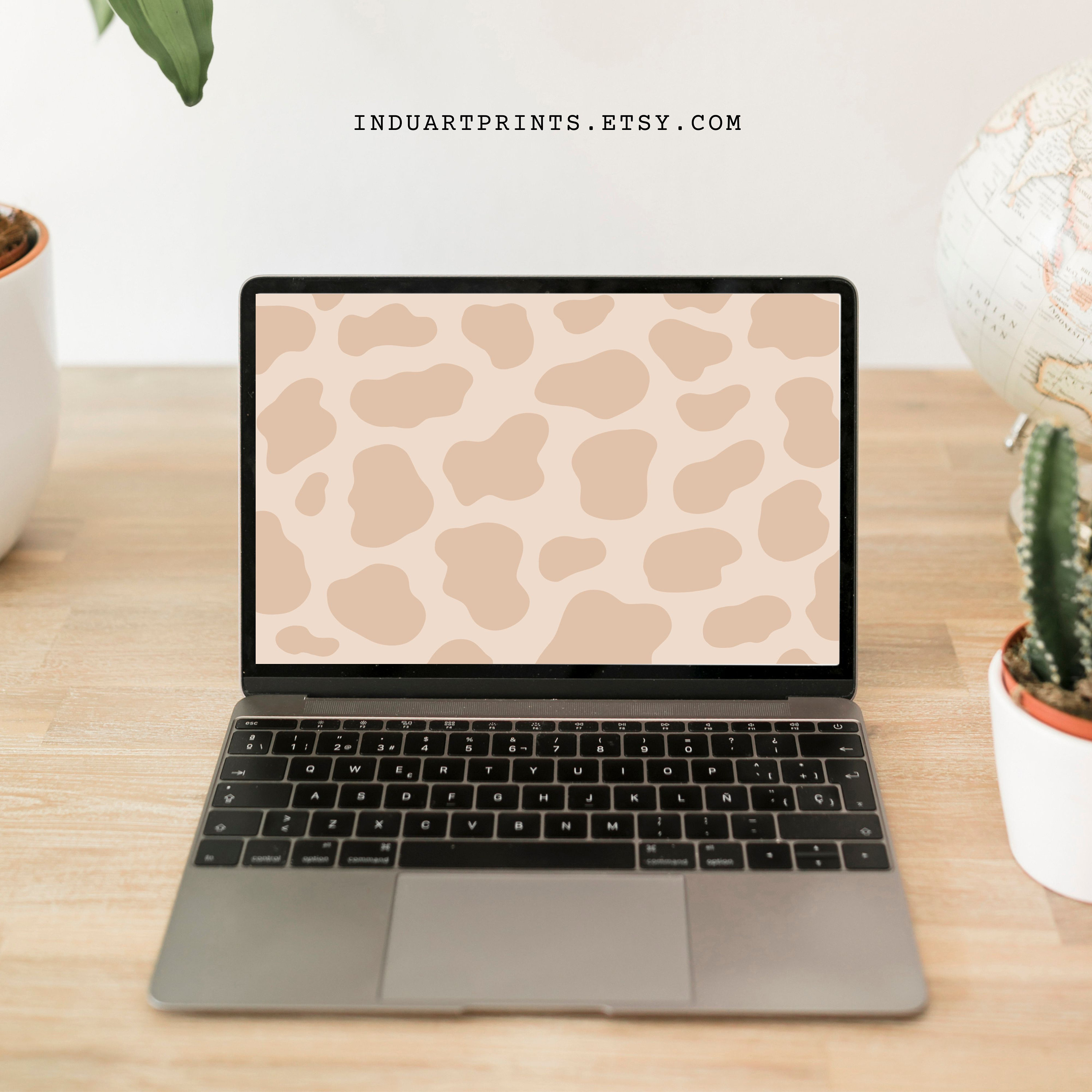 Neutral Cow Print Laptop Wallpaper Cute MacBook Background - Etsy