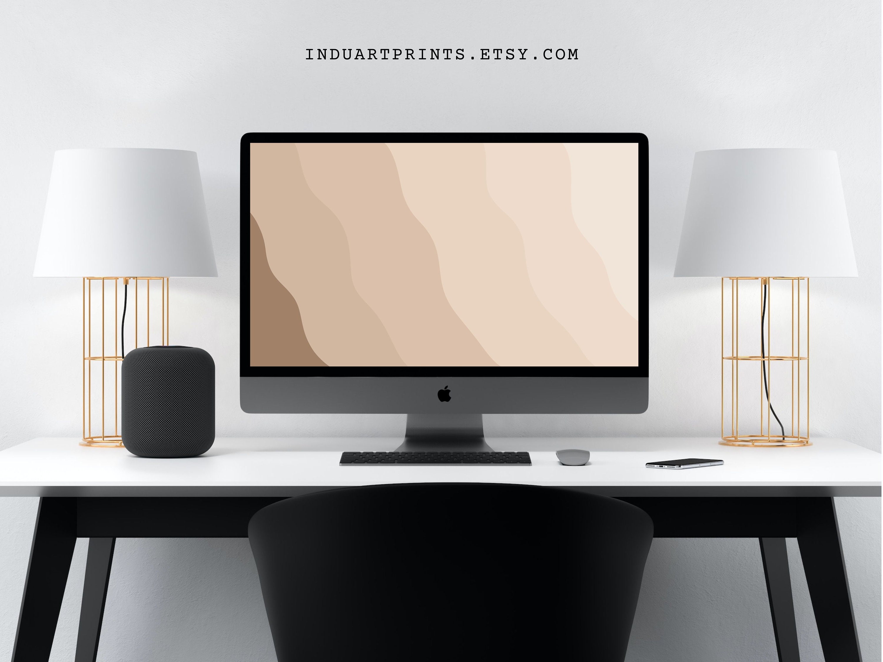 Boho Abstarct Desktop Wallpaper, Modern Minimalist Backgrounds, Neutral ...