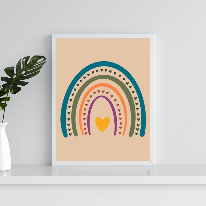 Rainbow Wall Art Printable, Rainbow Nursery Decor, Colorful Kids Room ...