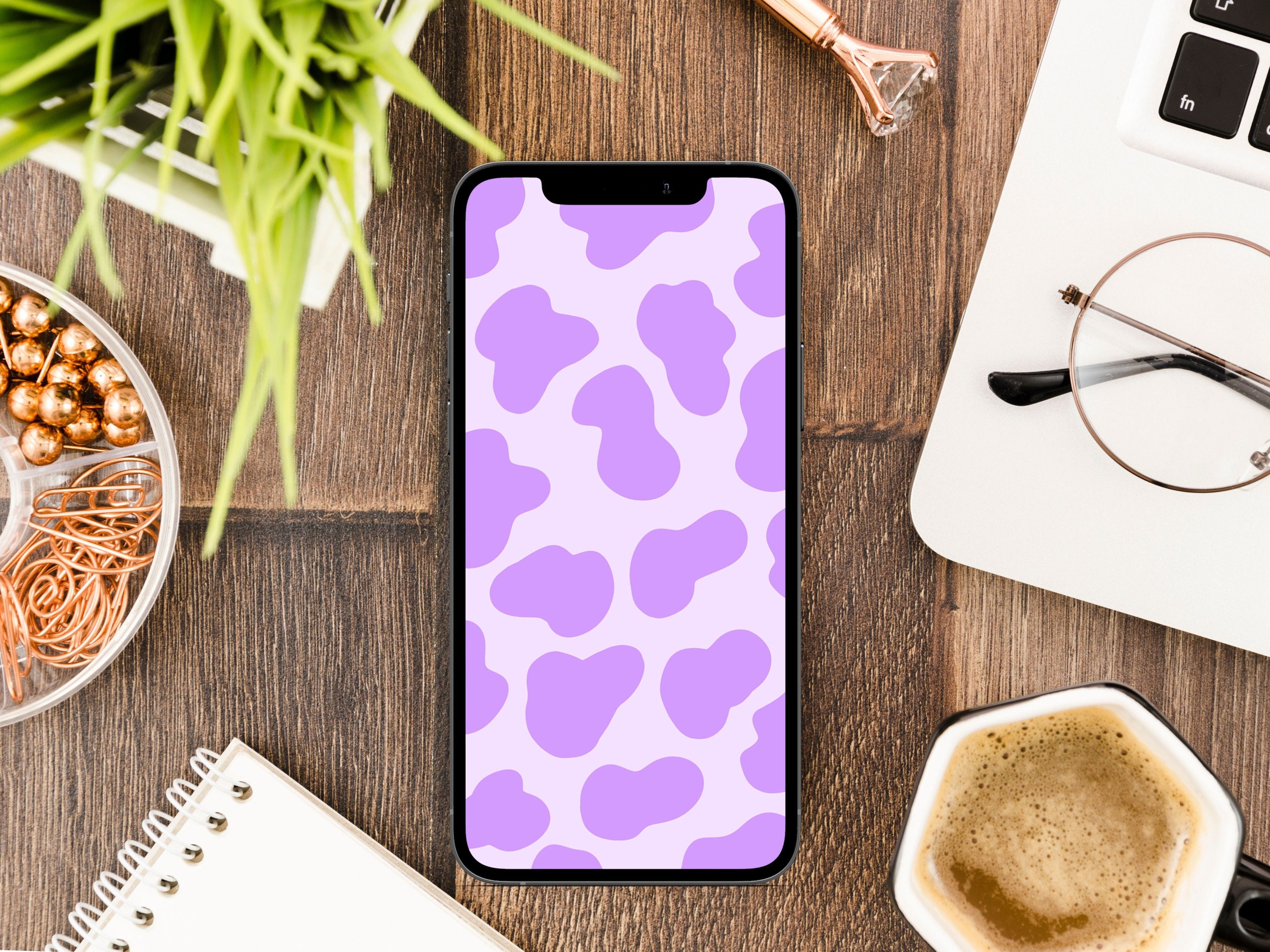 Purple Cow Print Phone Wallpaper, Cute iPhone Background, Abstract ...