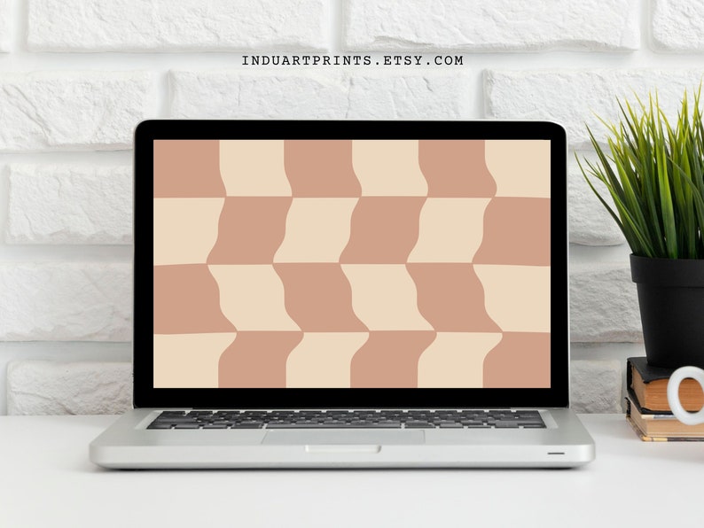 Checkered Laptop Wallpaper, Neutral MacBook Backgrounds, Modern ...