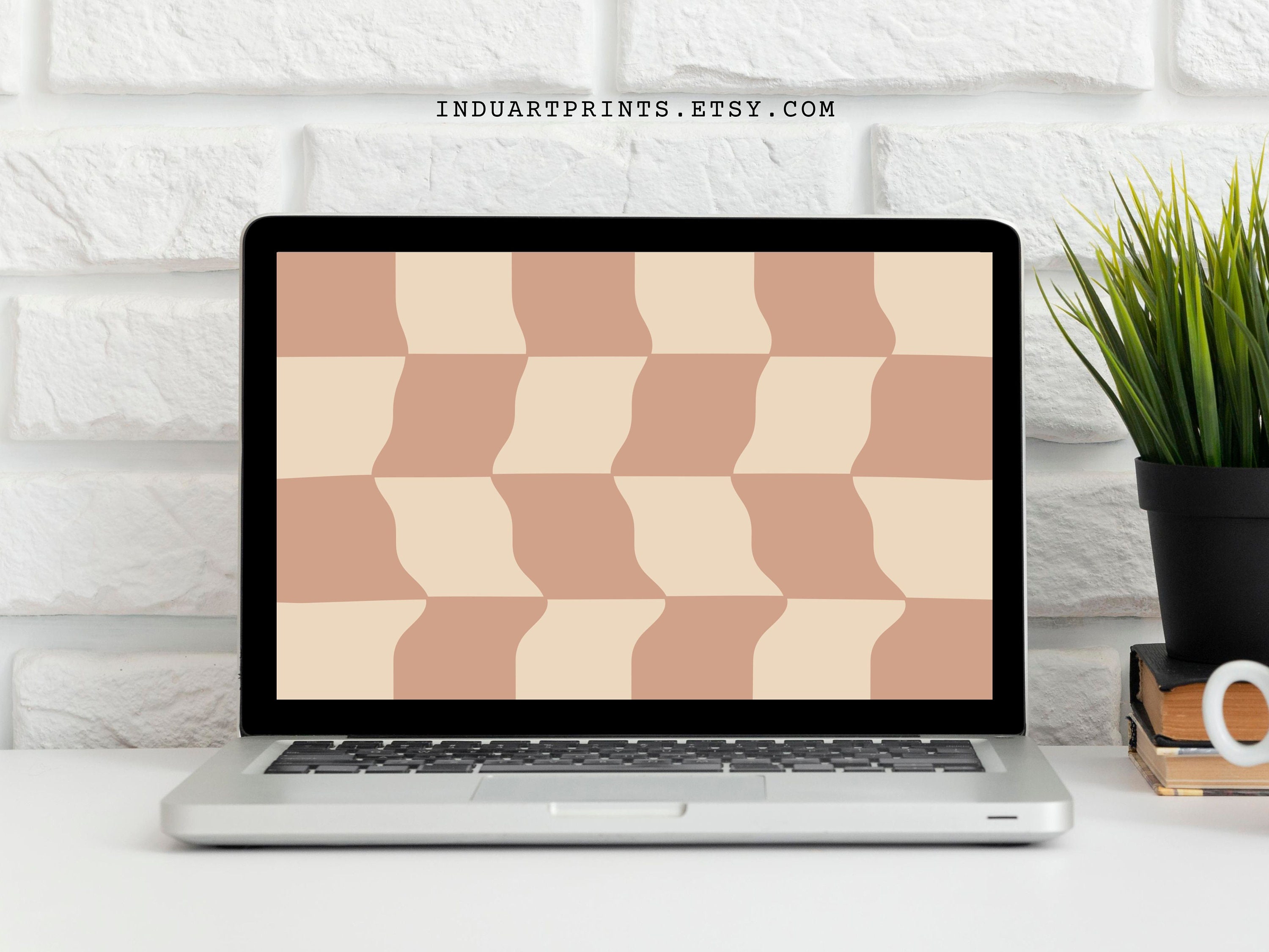 Checkered Laptop Wallpaper, Neutral MacBook Backgrounds, Modern ...