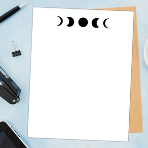 Moon Phases Printable Stationery, Letter Writing Papers, Minimal ...