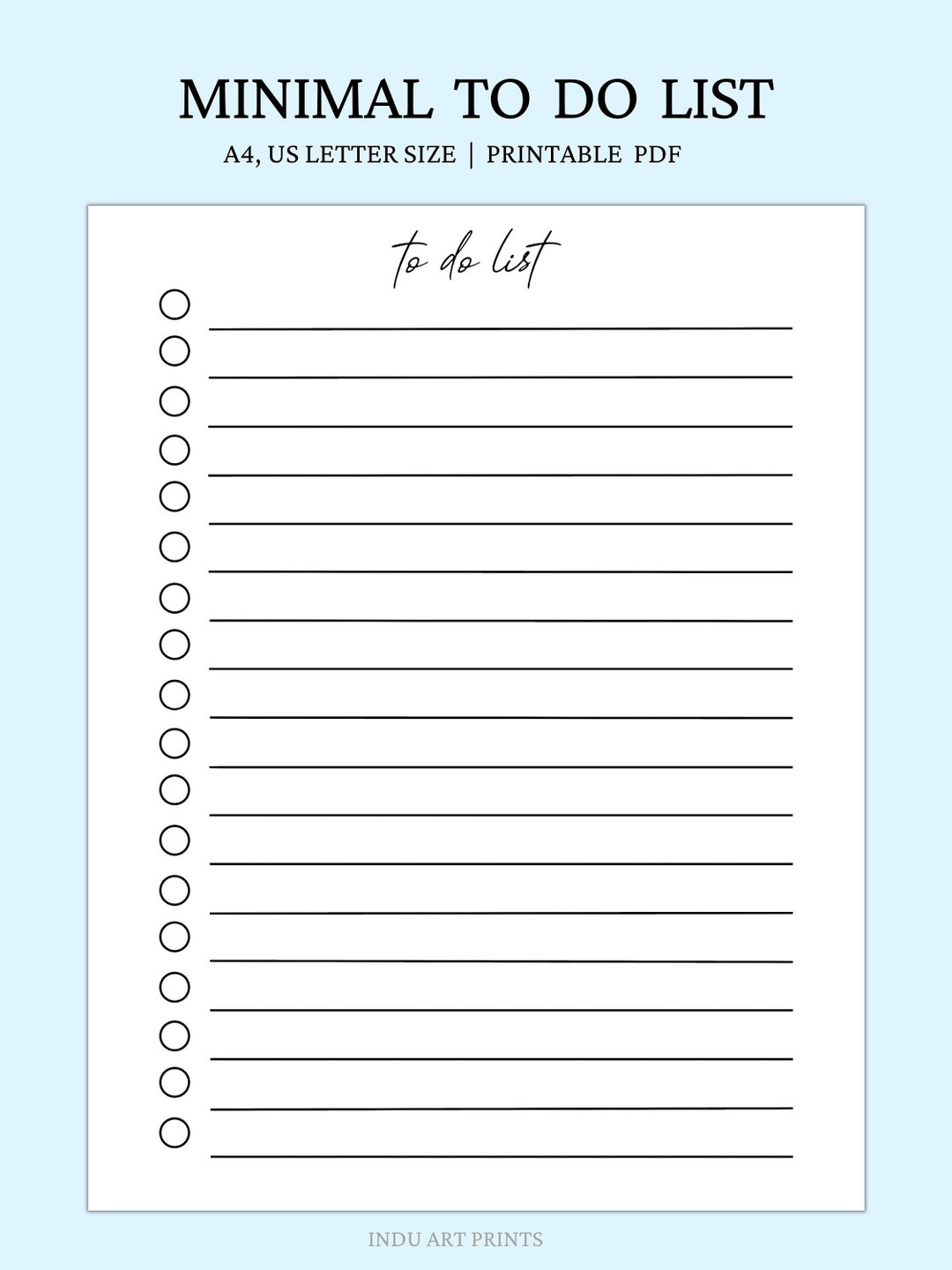 Minimal to Do List Printable, Daily Checklist Page, Planner Insert ...