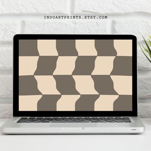 Checkered Laptop Wallpaper, Neutral MacBook Background, Modern ...