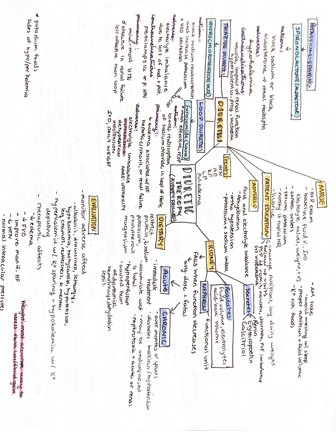 PHARM Concept Maps: Diuretics renal Failure - Etsy